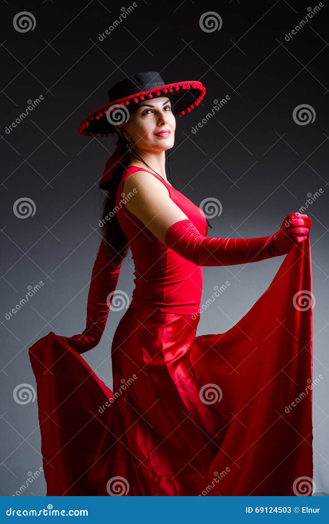 The Woman Dancing Dances in Red Dress Stock Image - Image of folk ...