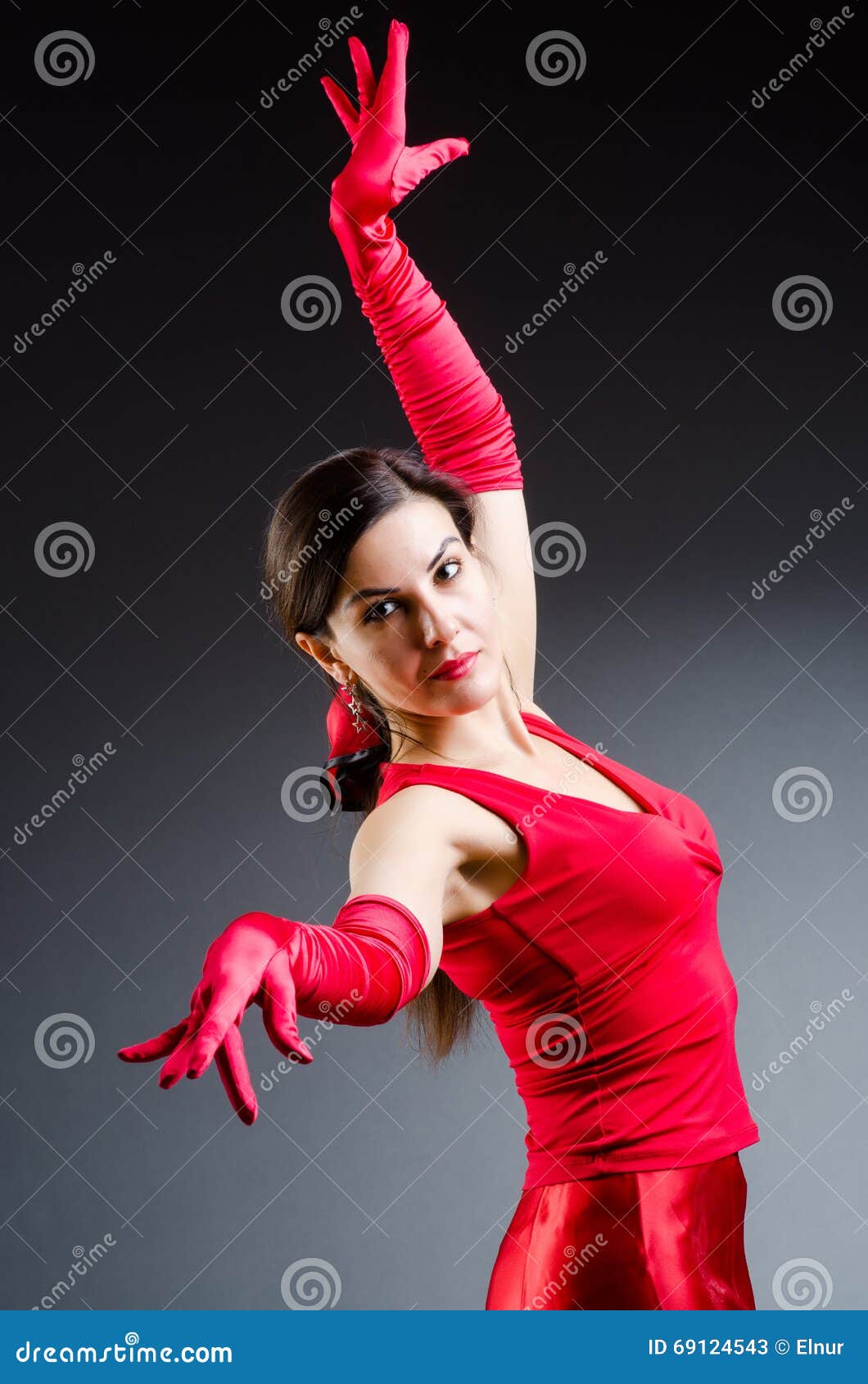 The Woman Dancing Dances in Red Dress Stock Image - Image of dress ...