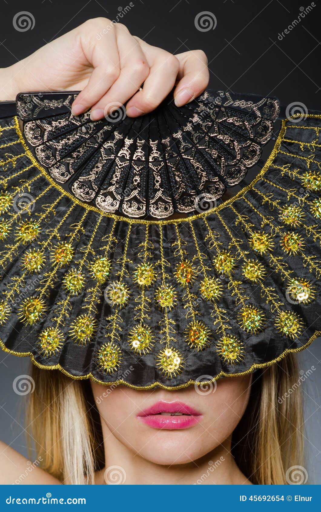 Woman dancing with fans stock photo. Image of culture - 45692654