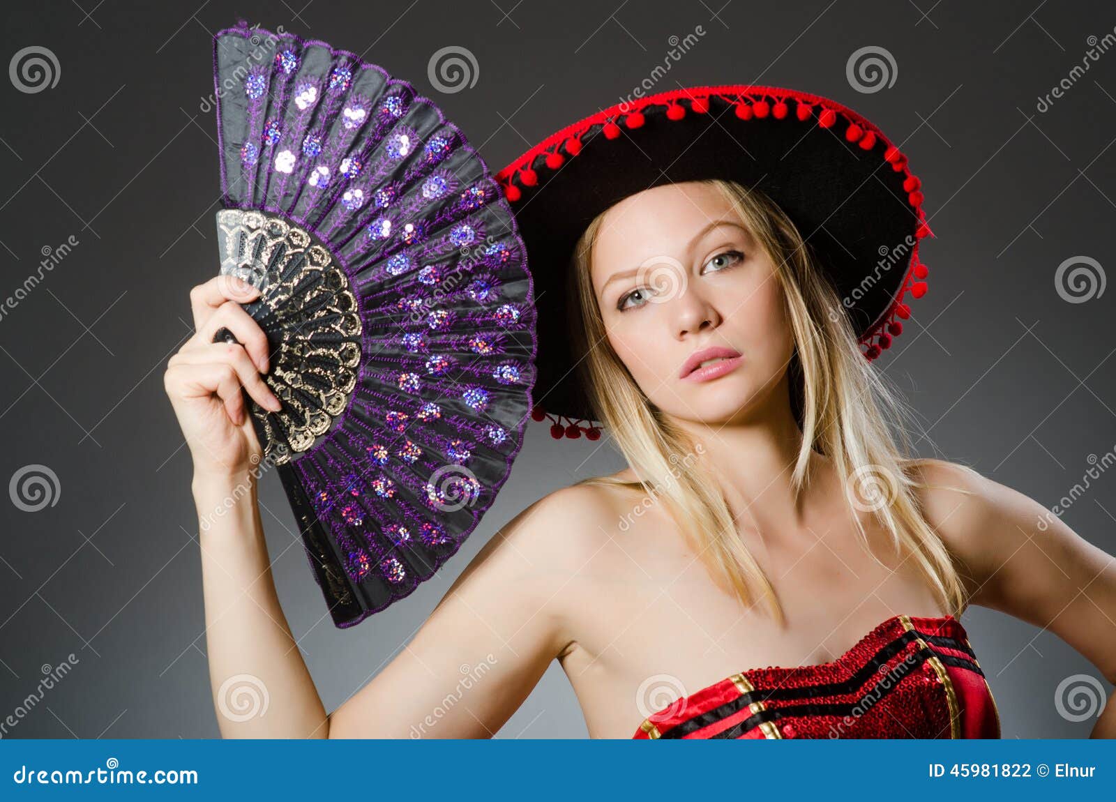 Woman dancing with fans stock photo. Image of fans, ballet - 45981822