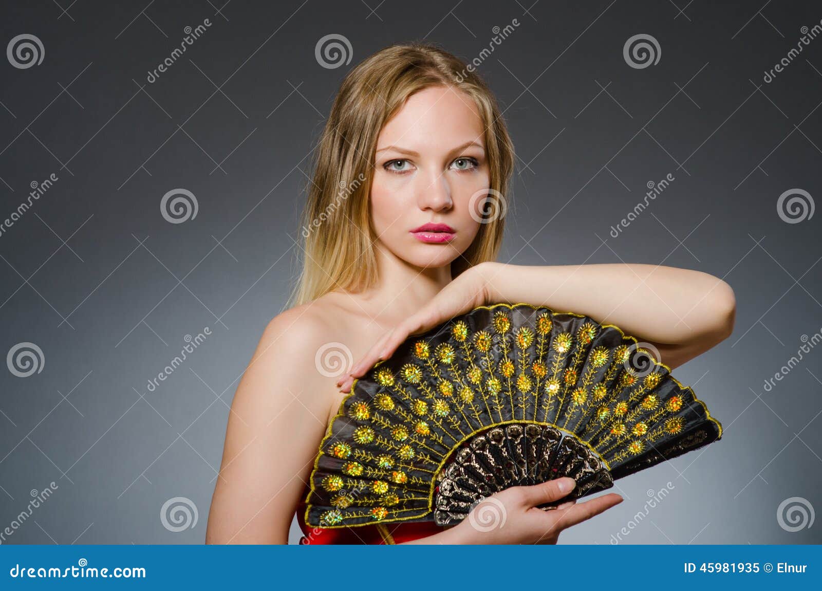 Woman dancing with fans stock image. Image of ballet - 45981935