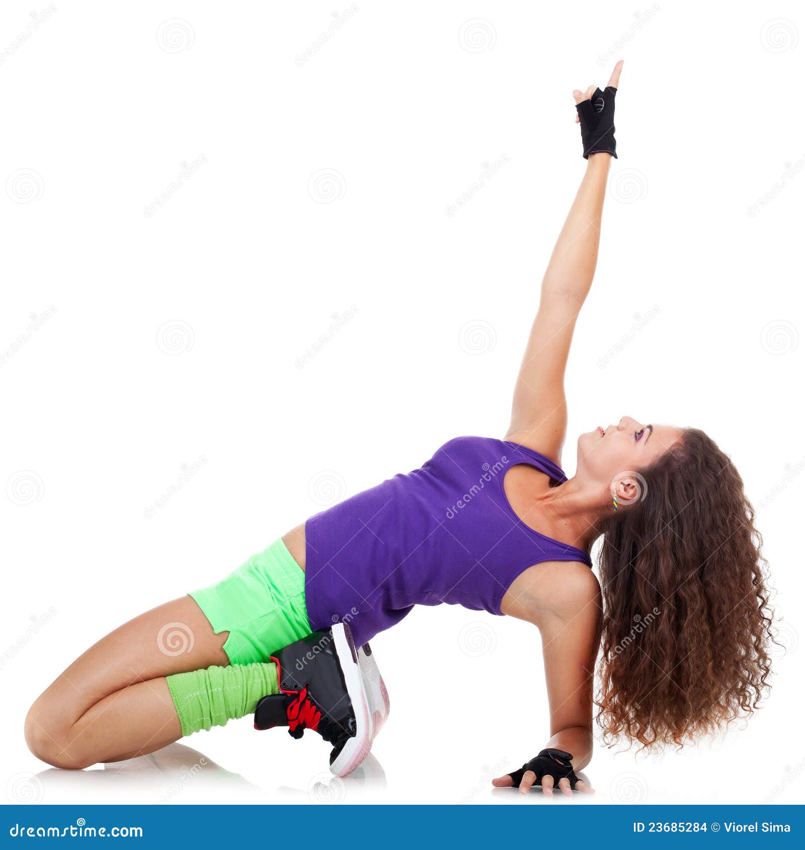 Woman Dancing Hip-hop and Pointing Stock Photo - Image of expression ...