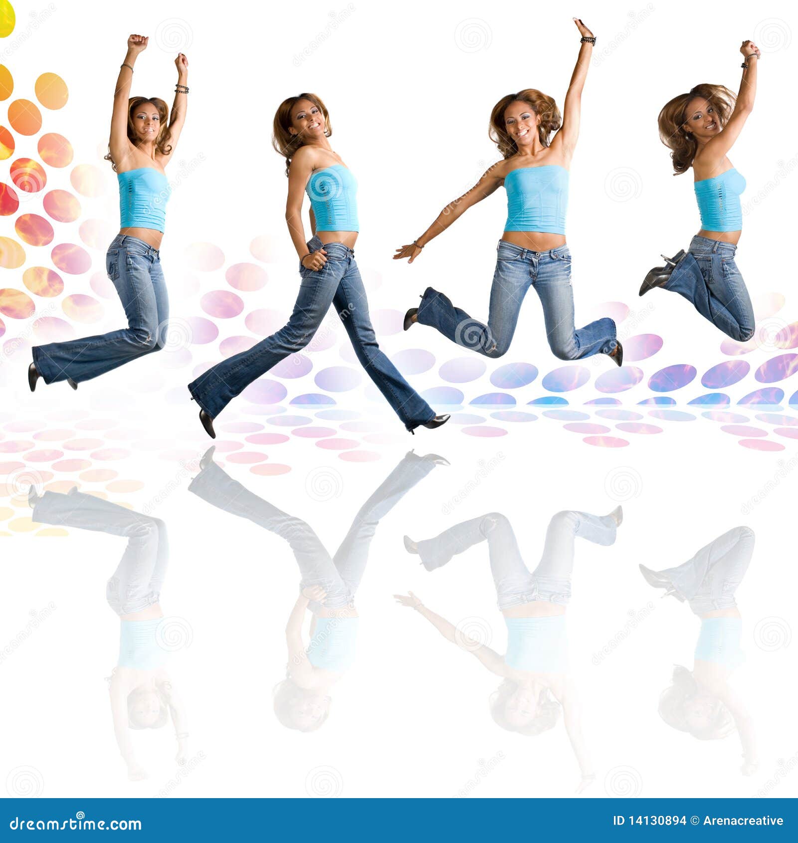 Woman Dancing and Jumping stock photo. Image of girl - 14130894