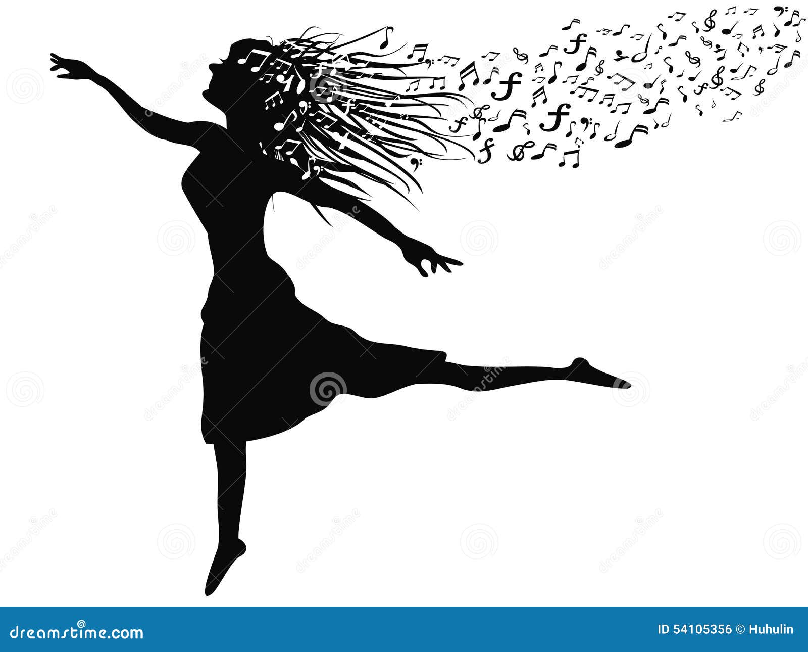 Woman Dancing with Music Note Stock Vector - Illustration of ...