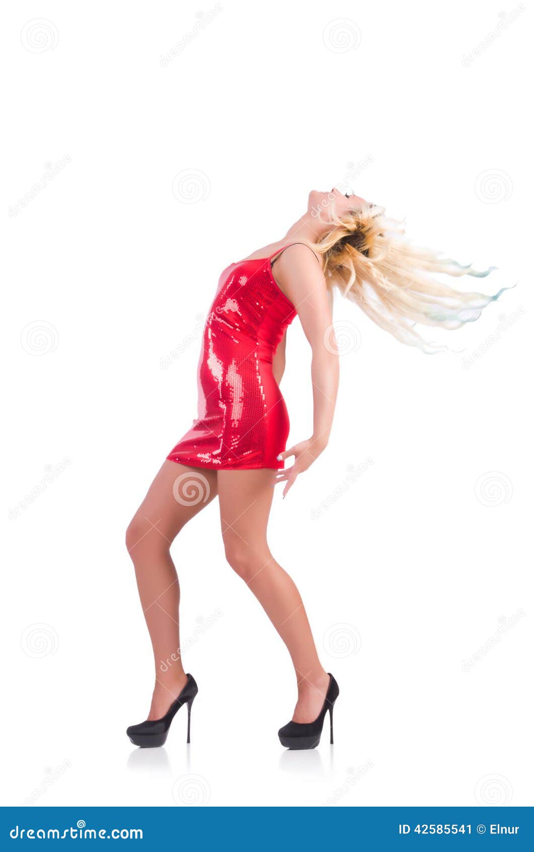 Woman Dancing in Red Dress Isolated Stock Image - Image of latino ...