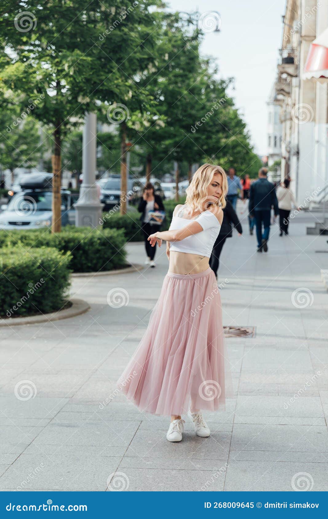 A Woman Dancing in the Street Alone Stock Image - Image of funky, face ...