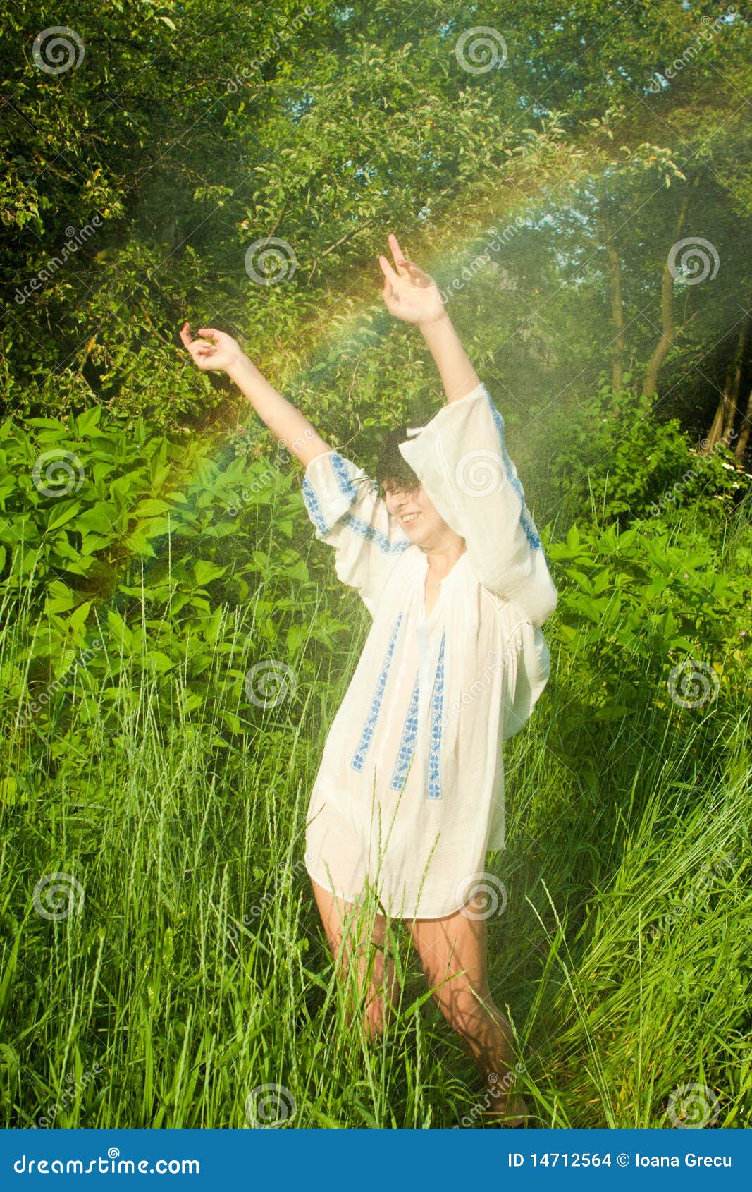 Summer Rain In The Garden. Beautiful Summer Background Royalty-Free ...