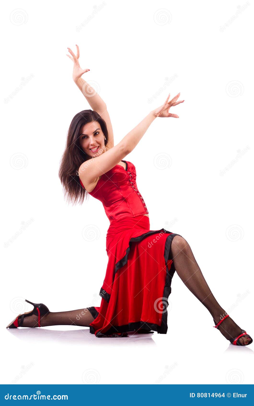 The Woman Dancing Traditional Spanish Dance Isolated on White Stock ...