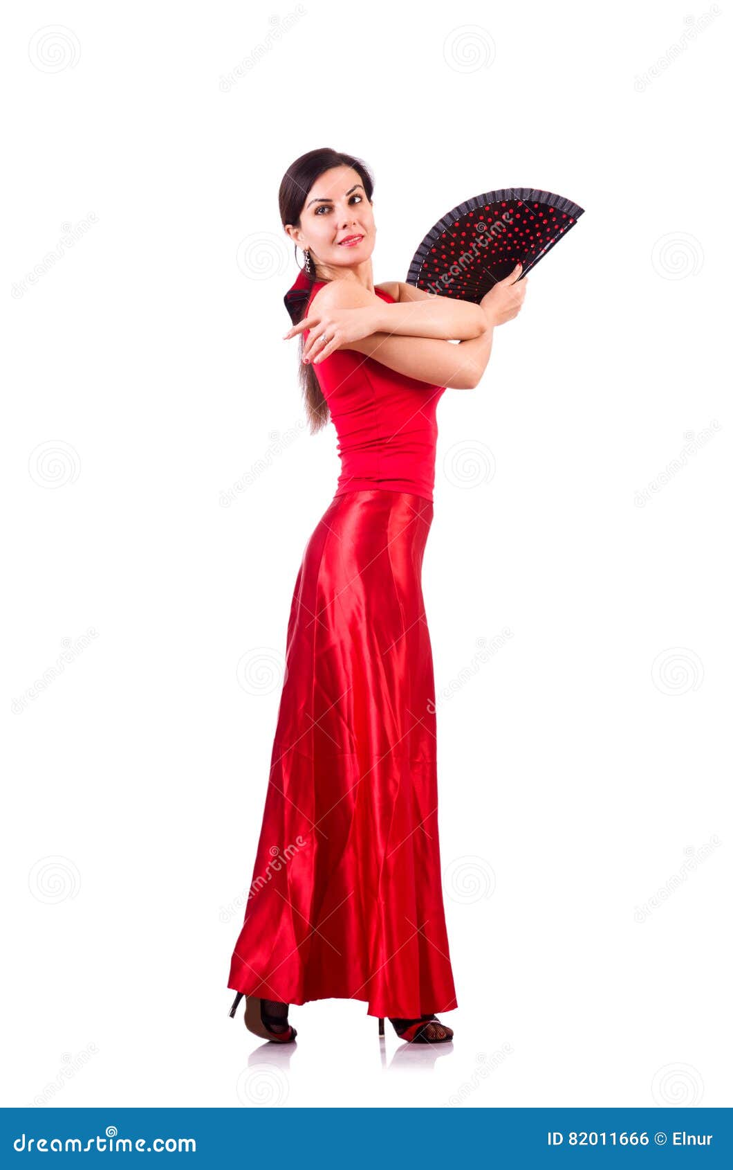 The Woman Dancing Traditional Spanish Dance Isolated on White Stock ...