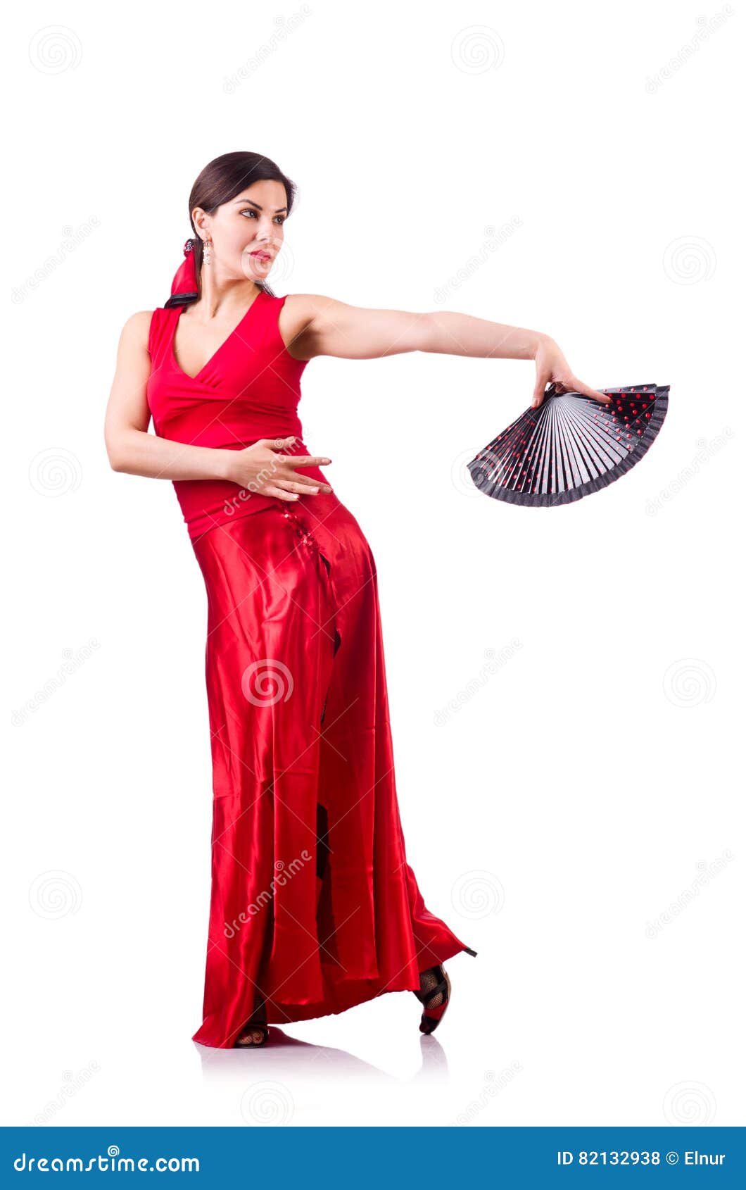 The Woman Dancing Traditional Spanish Dance Isolated on White Stock ...