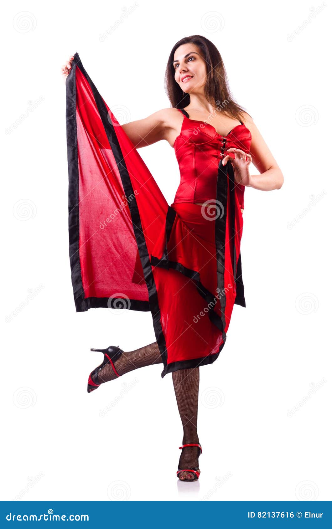 The Woman Dancing Traditional Spanish Dance Isolated on White Stock ...