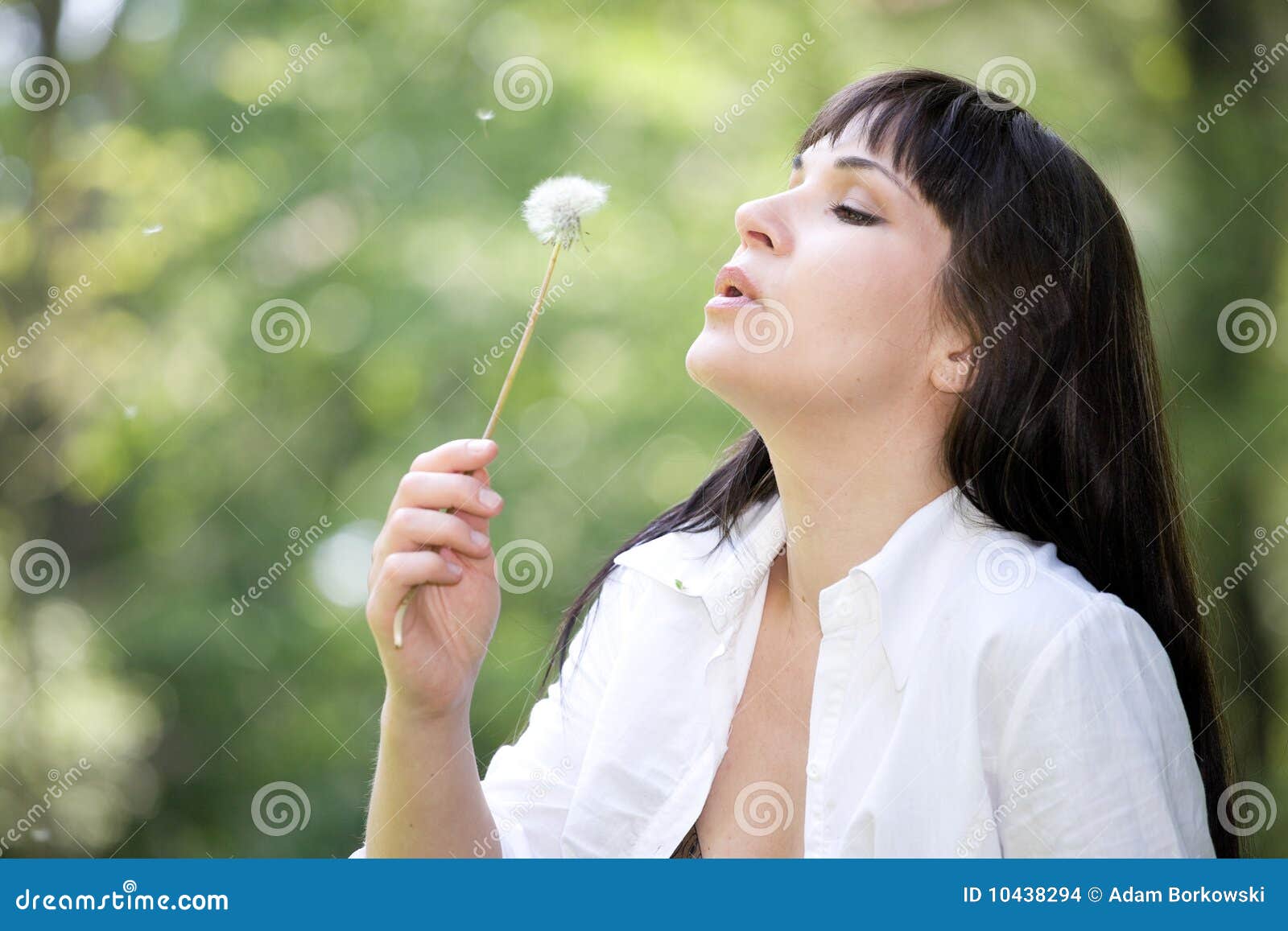 Woman with dandelion stock photo. Image of ecology, face - 10438294