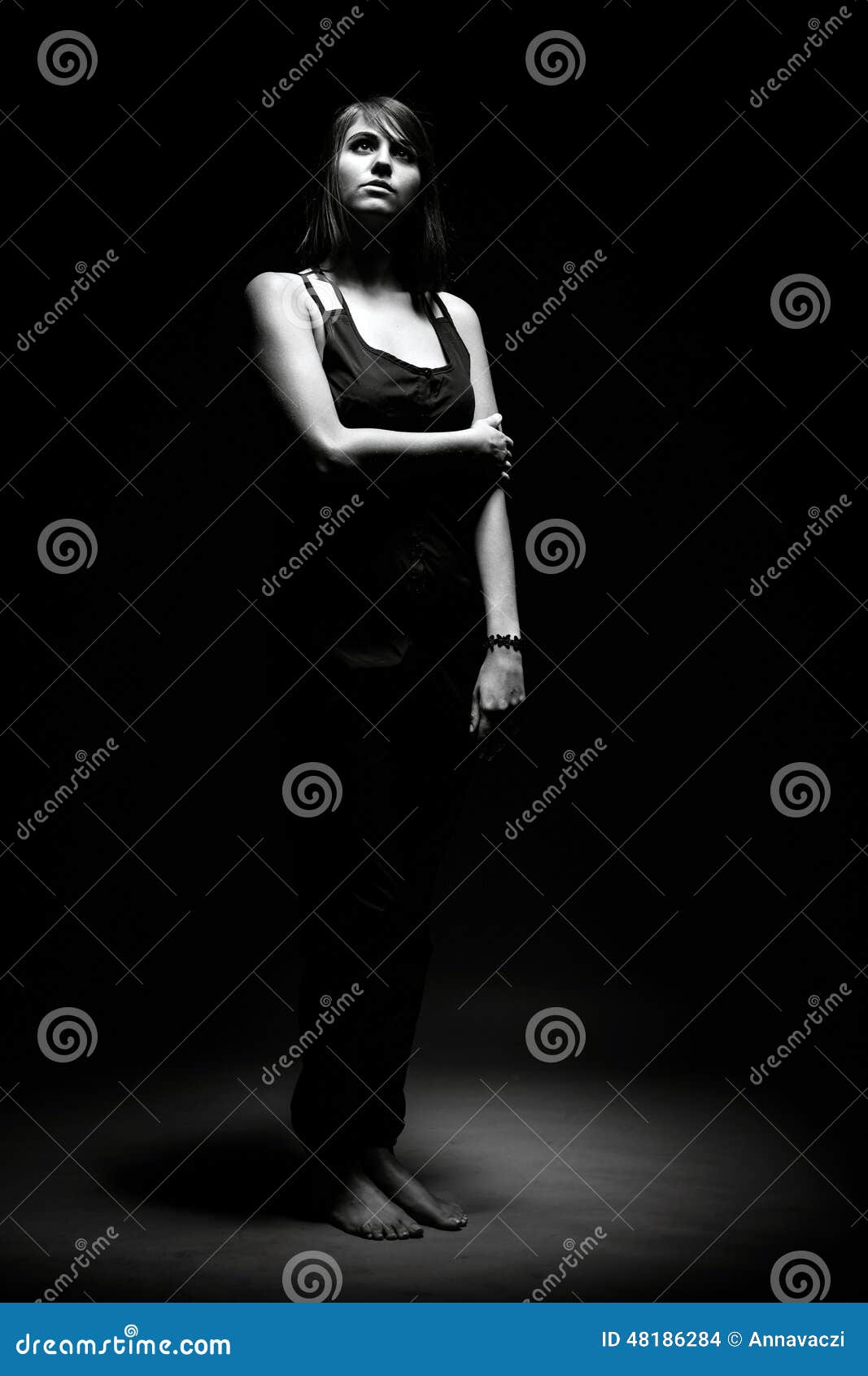 Woman in the dark stock photo. Image of isolated, closeup - 48186284
