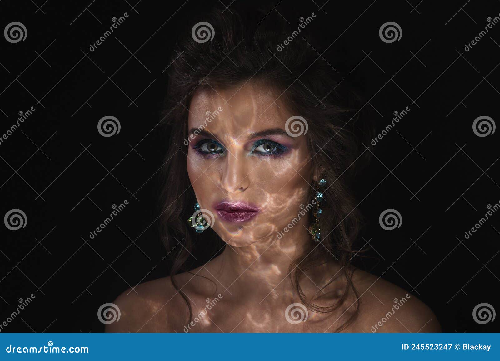 Woman in Darkness with a Light Reflection on Her Face Stock Image ...