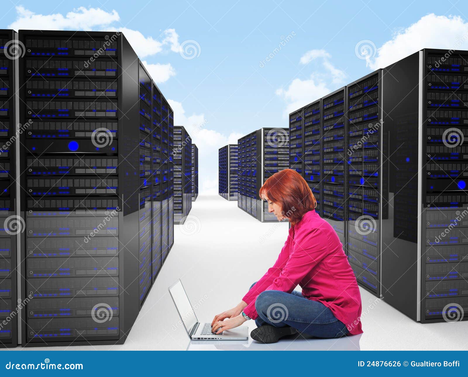 Woman in datacenter stock photo. Image of server, computer - 24876626