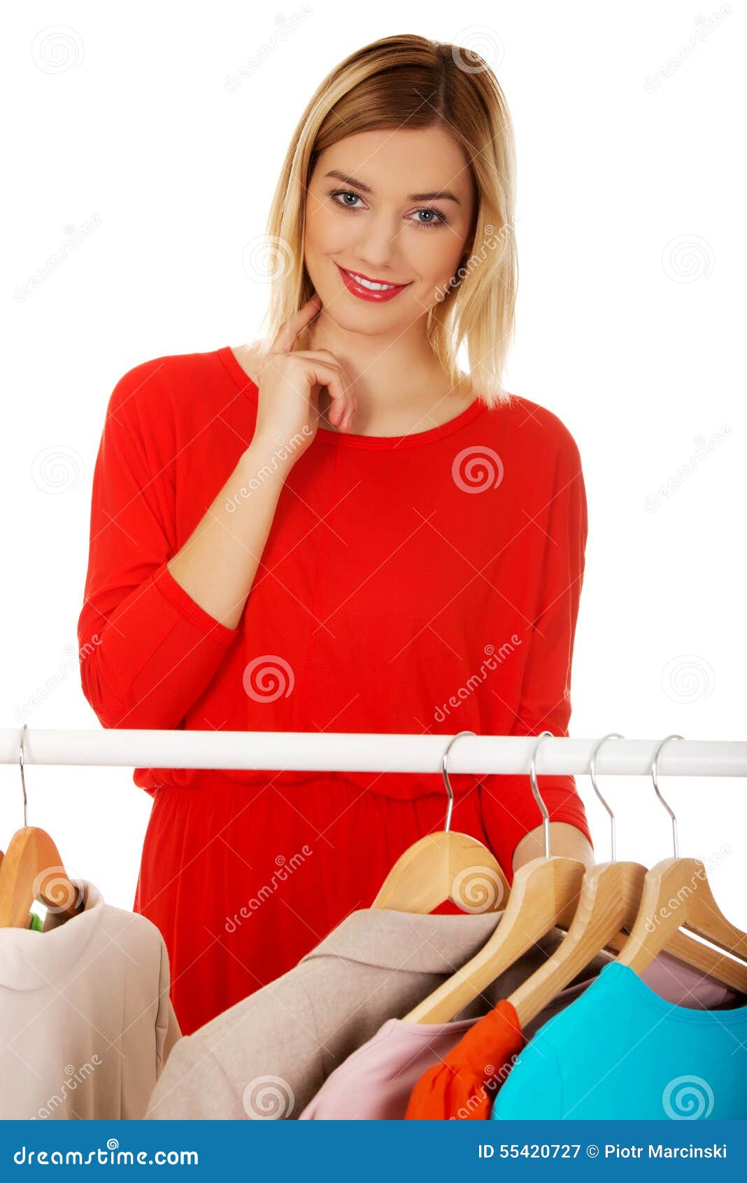 Woman Deciding What To Put on. Stock Image - Image of tense, home: 55420727
