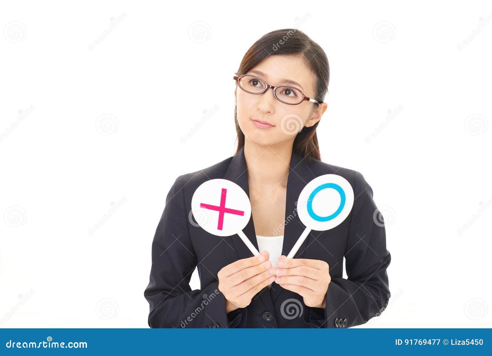Woman are Deciding Yes or No Stock Image - Image of business, asia ...