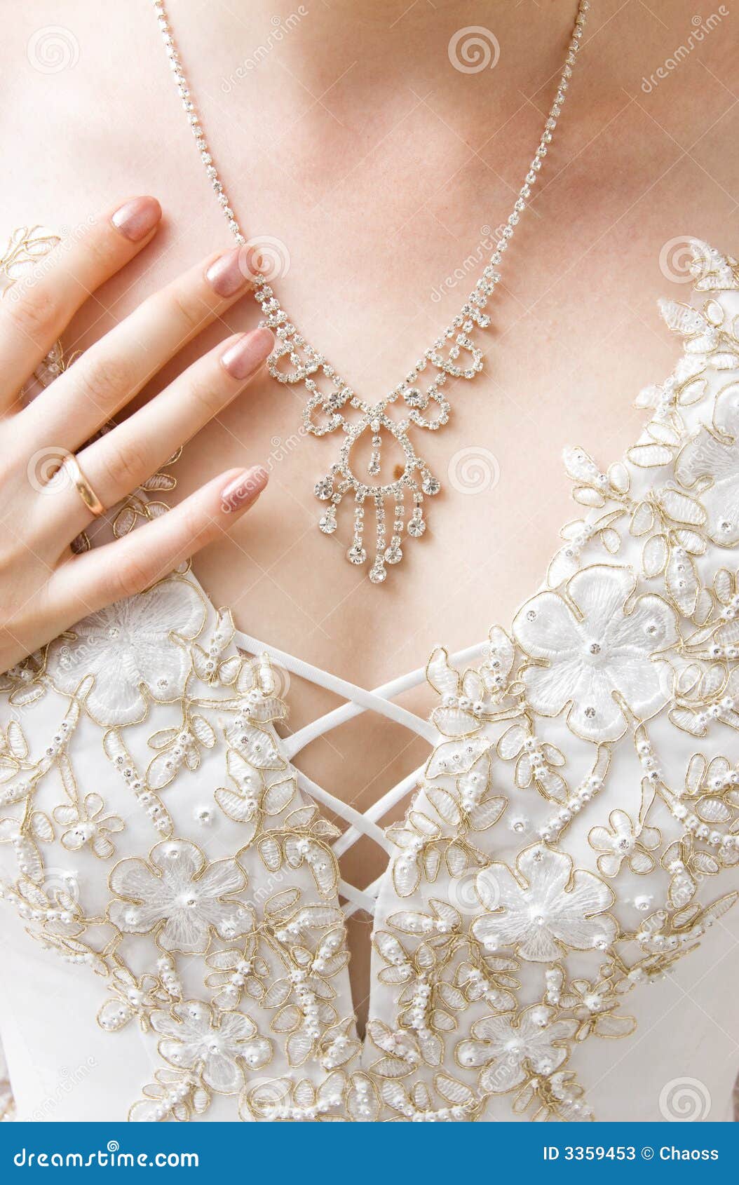 Woman decollete with hand stock image. Image of chest - 3359453