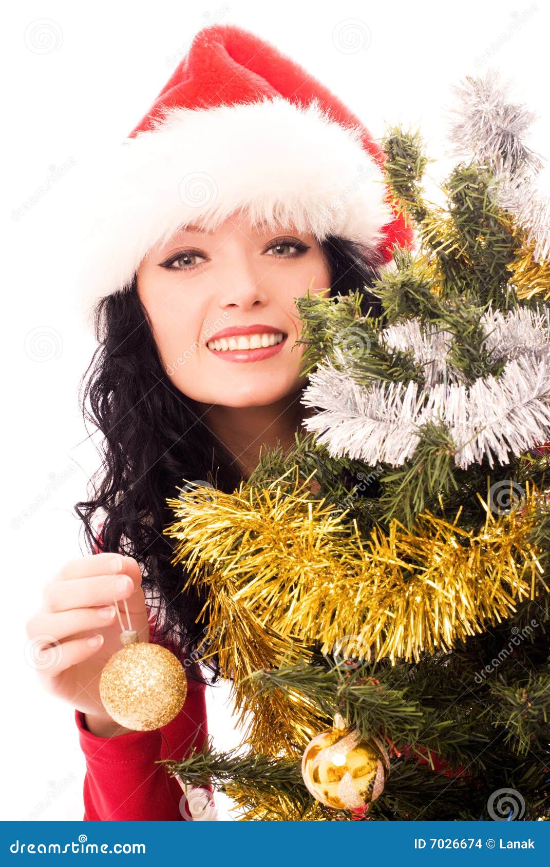 Woman Decorating a Christmas Tree Stock Photo - Image of decorate ...