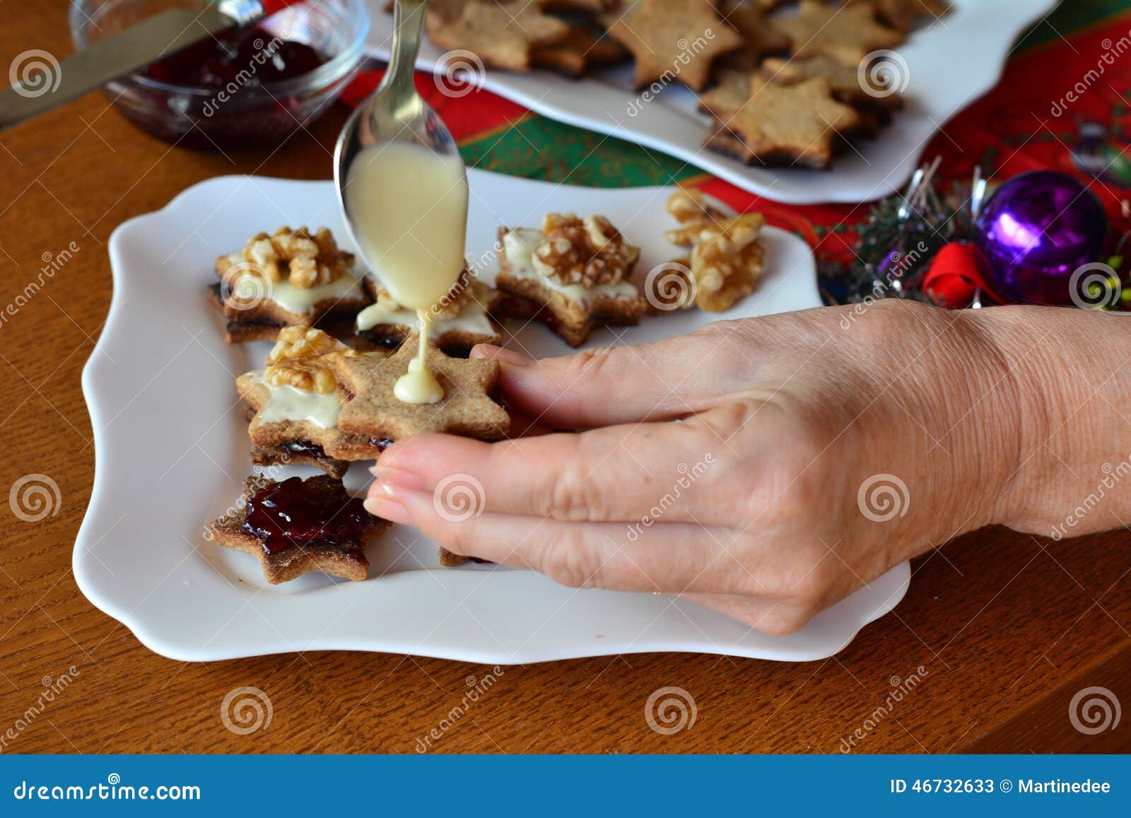 Woman is Decorating Cookies for Christmas. Stock Image - Image of ...
