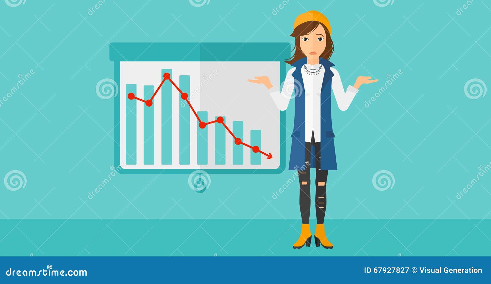 Man With Decreasing Chart. Cartoon Vector | CartoonDealer.com #67927819