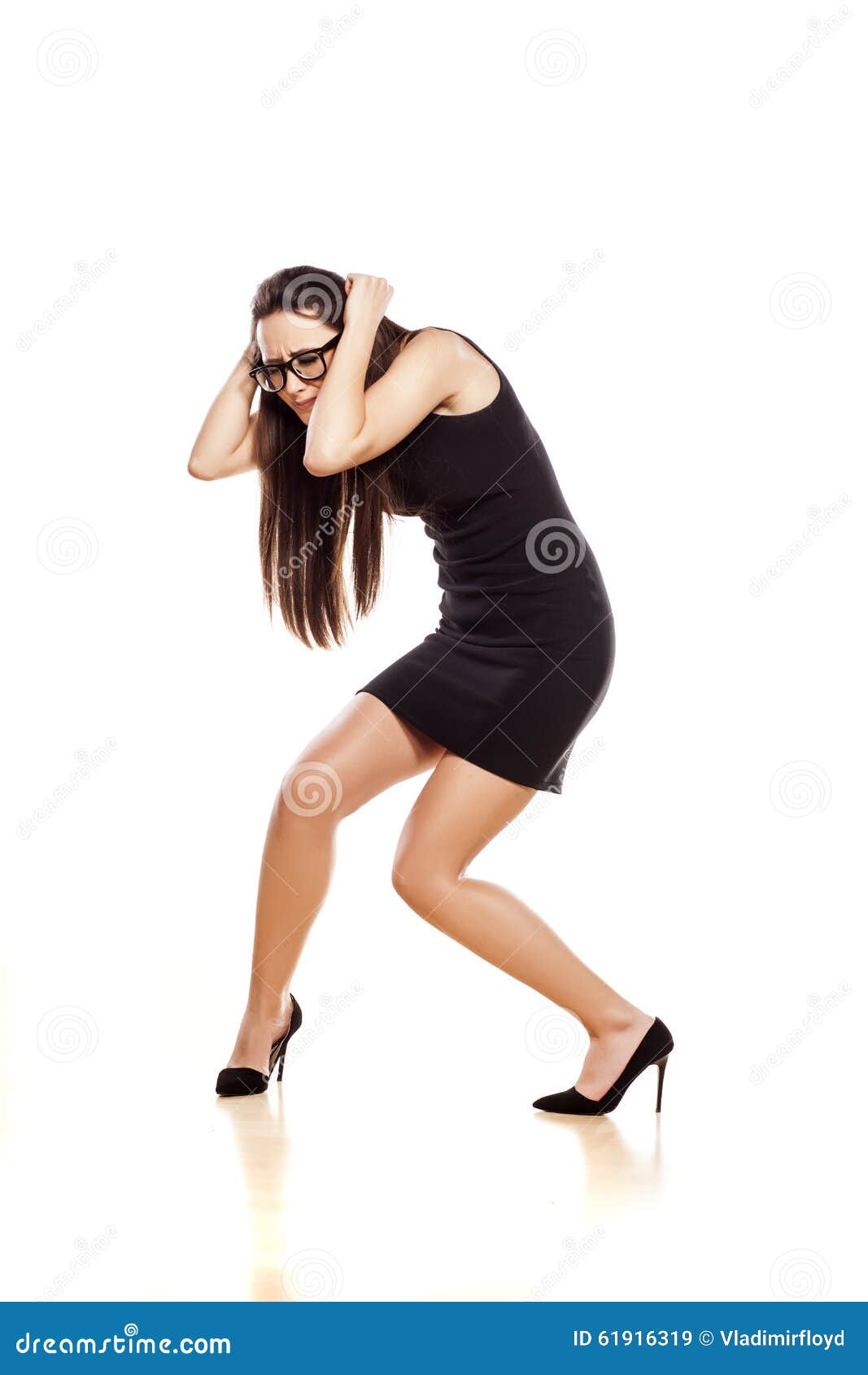 Woman in Defensive Position Stock Image - Image of afraid, fear: 61916319
