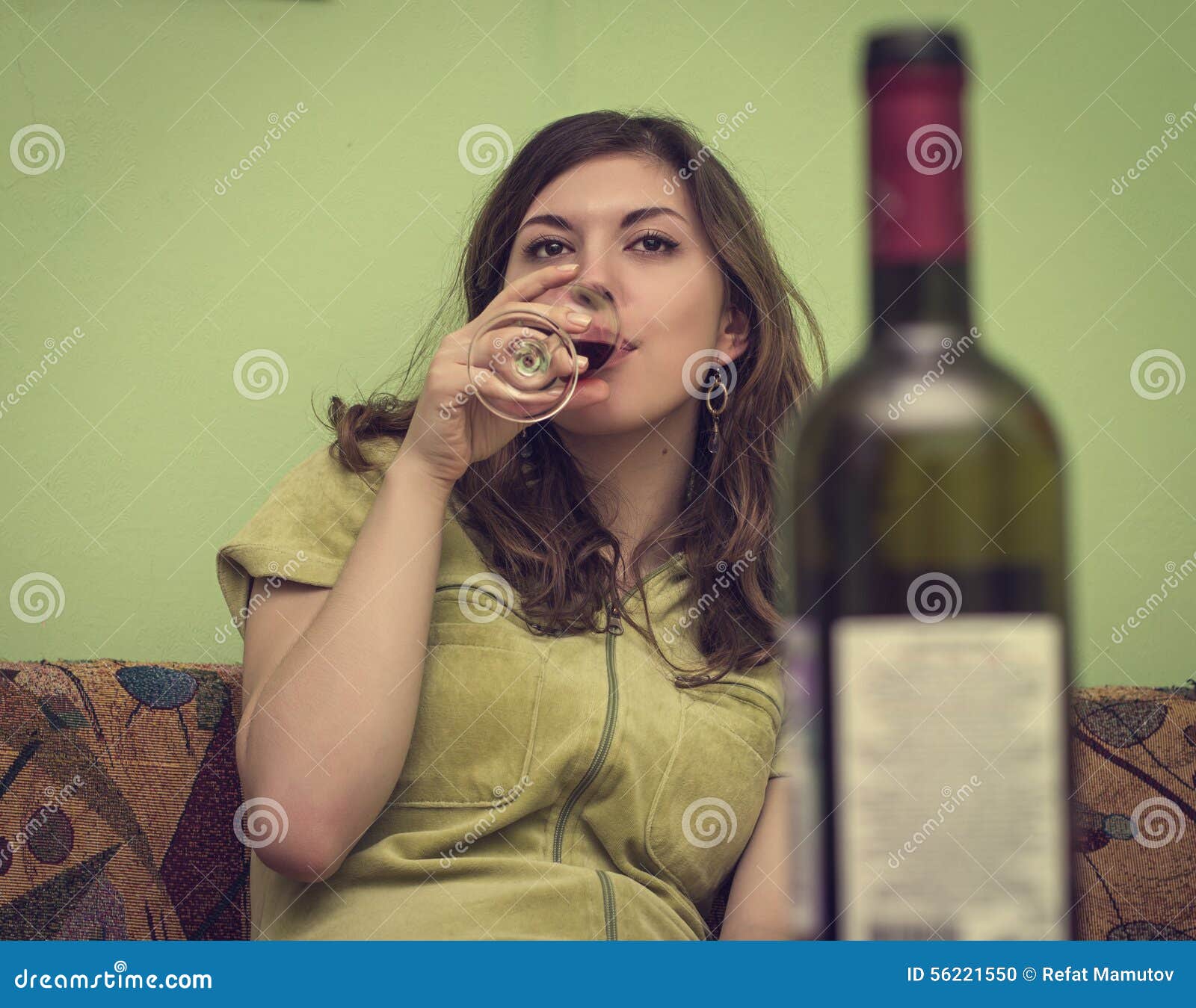 Woman in Depression, Drinking Alcohol Stock Photo - Image of defeat ...