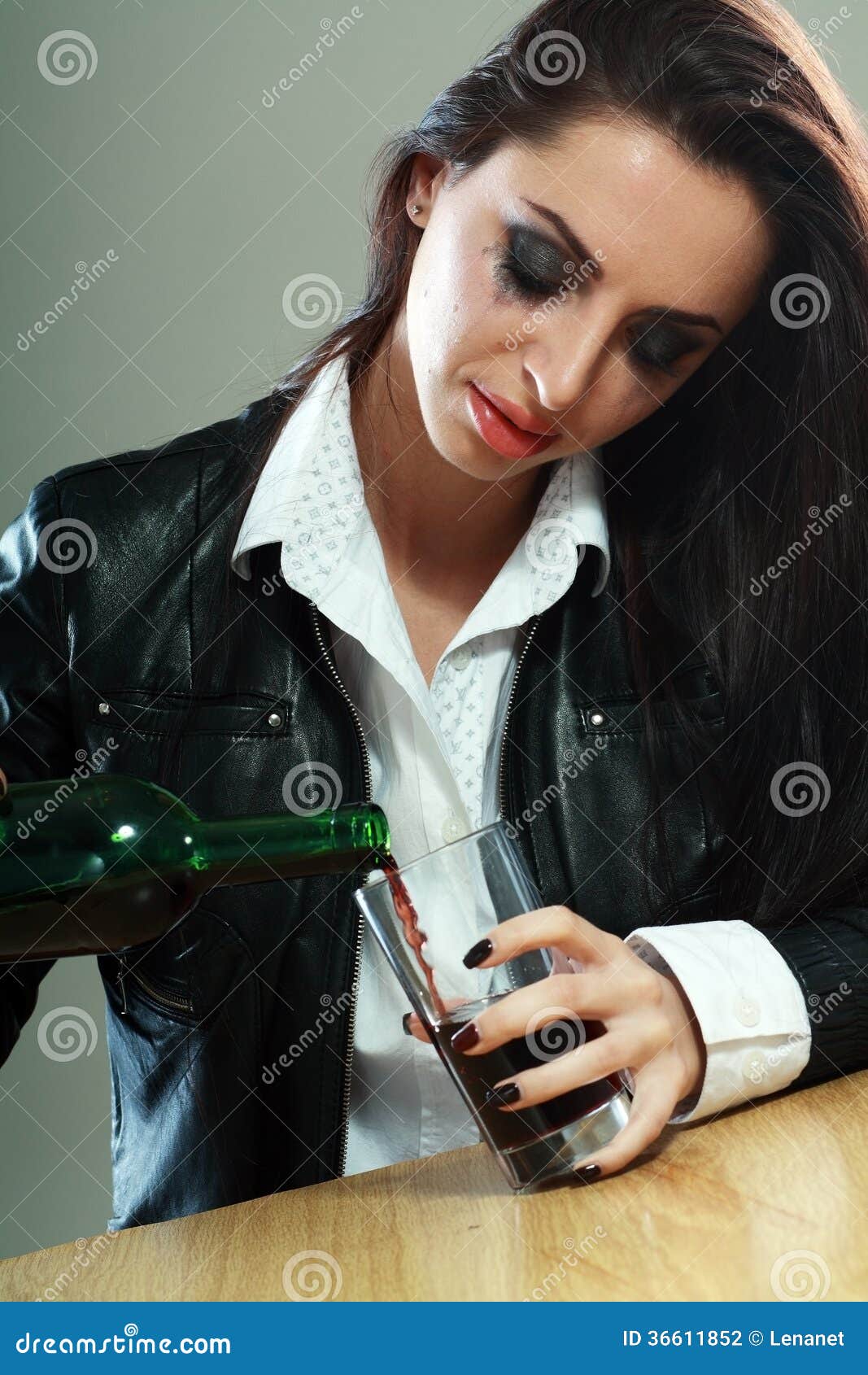 Woman in Depression Drinking Alcohol Stock Photo - Image of alcoholism ...