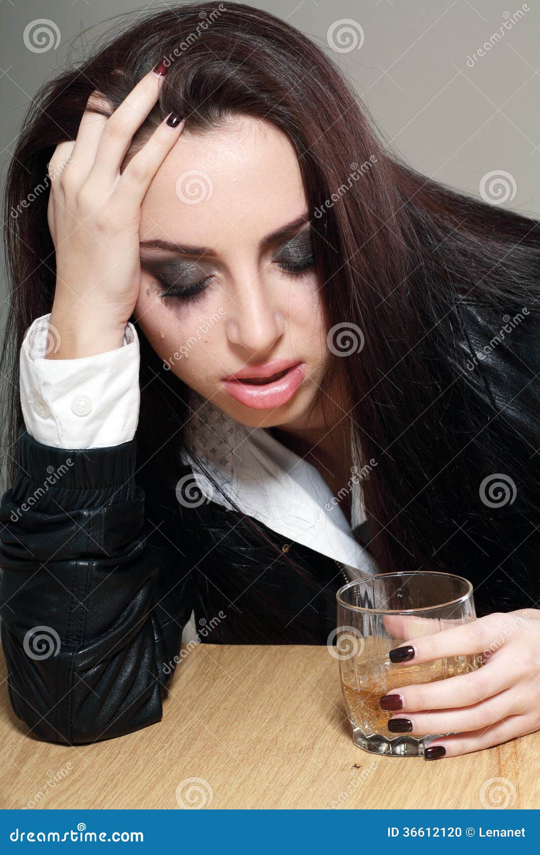 Woman in Depression Drinking Alcohol Stock Photo - Image of desperate ...