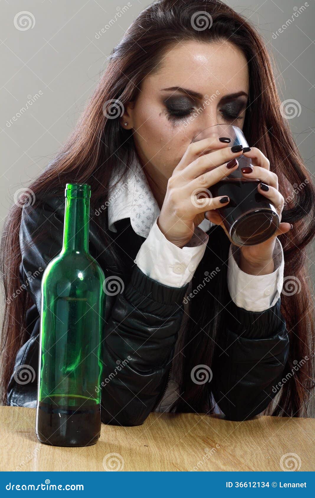 Woman in Depression Drinking Alcohol Stock Photo - Image of forlorn ...