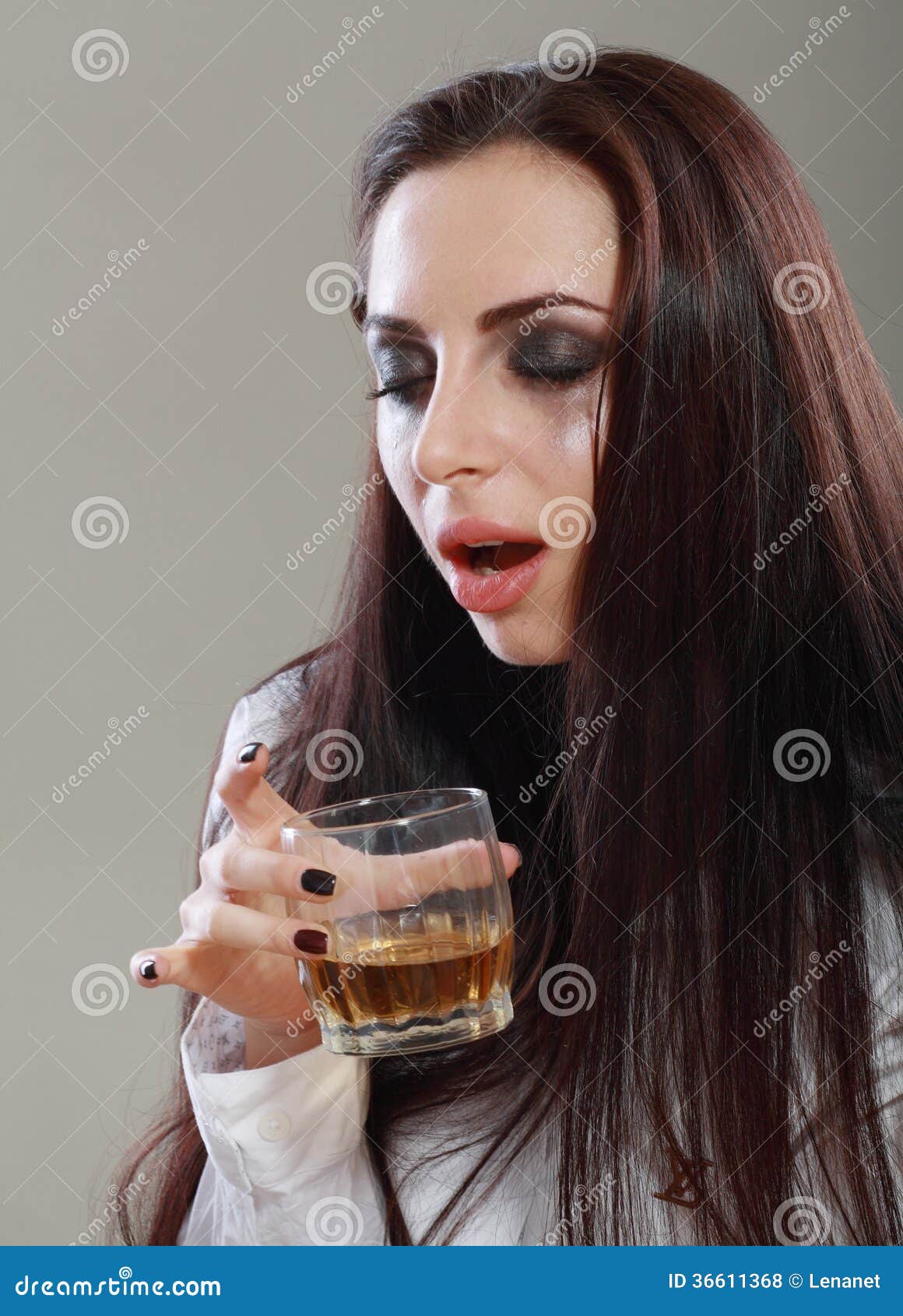Woman in Depression Drinking Alcohol Stock Photo - Image of emotional ...