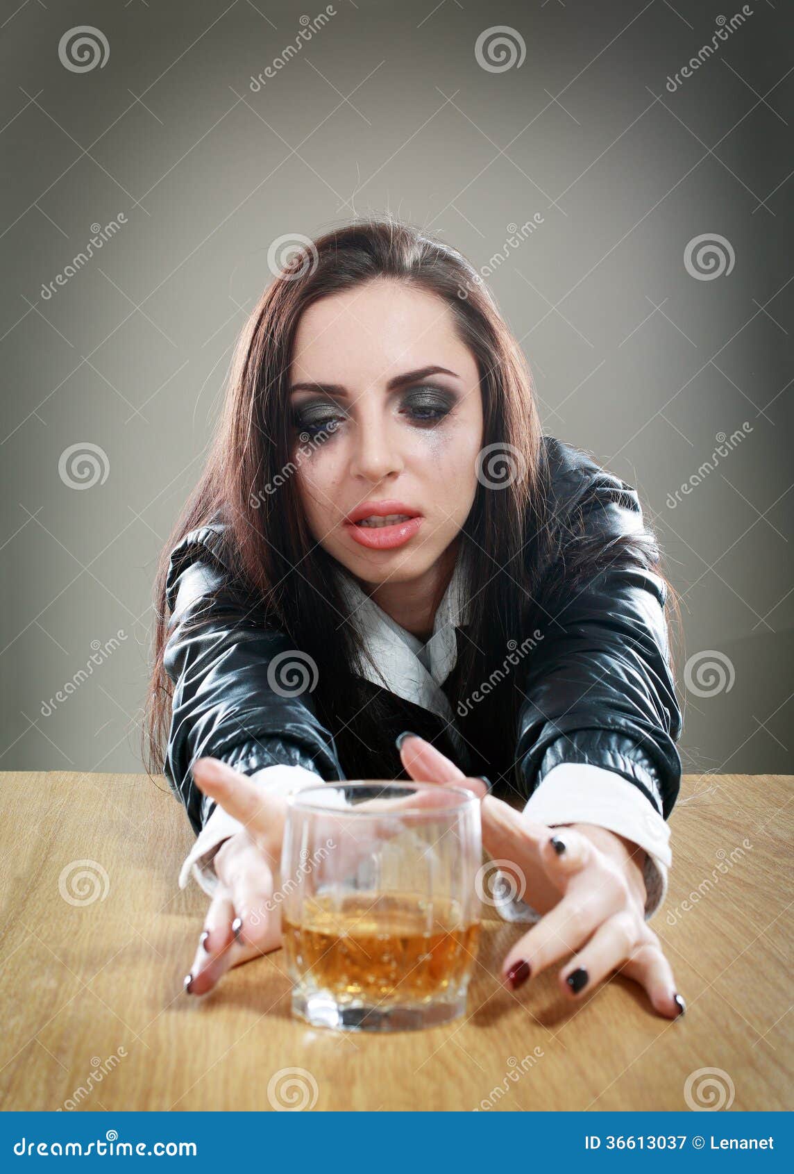 Woman in Depression Drinking Alcohol Stock Image - Image of domestic ...
