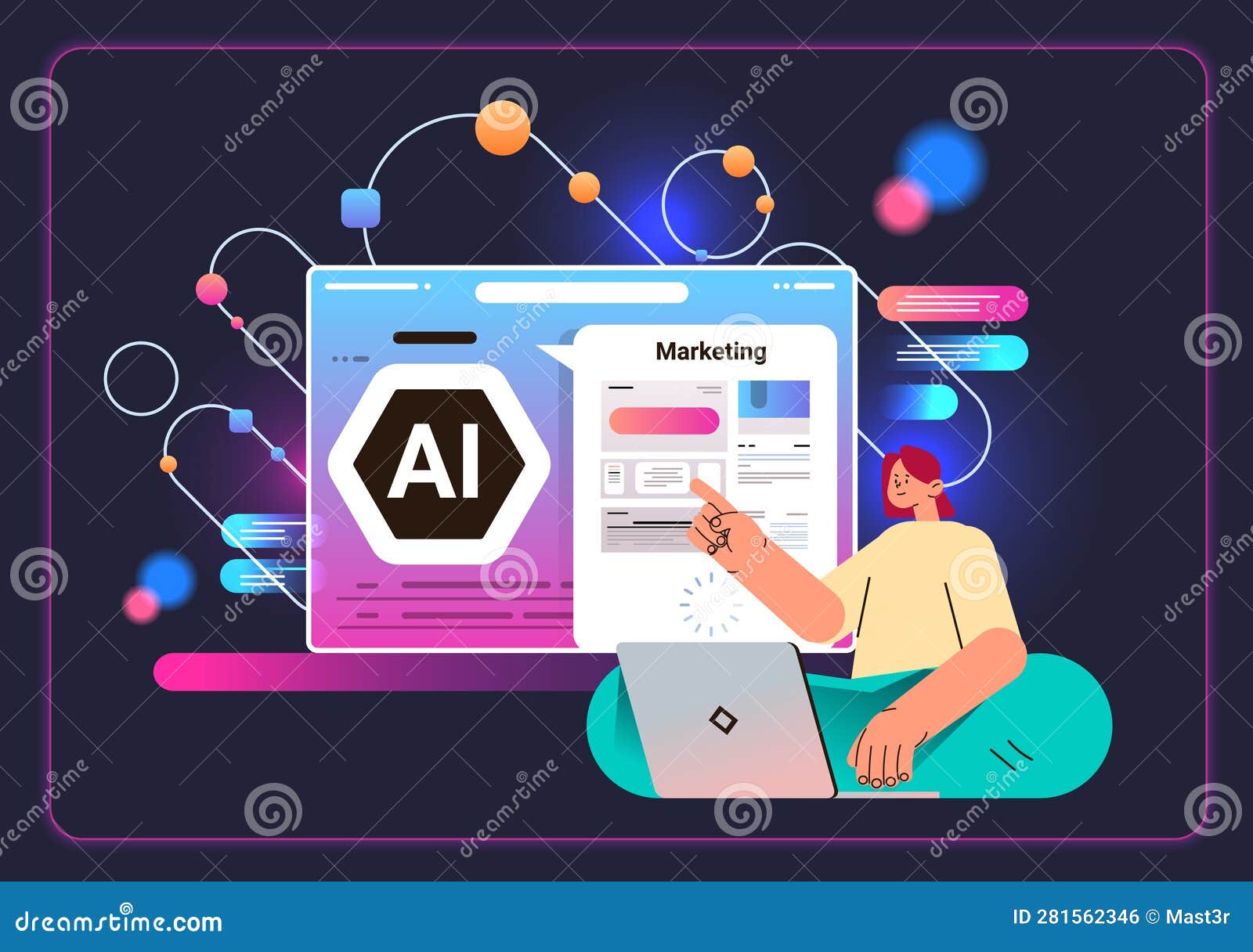 Woman Designer Creation Content of Web Application Content Management ...