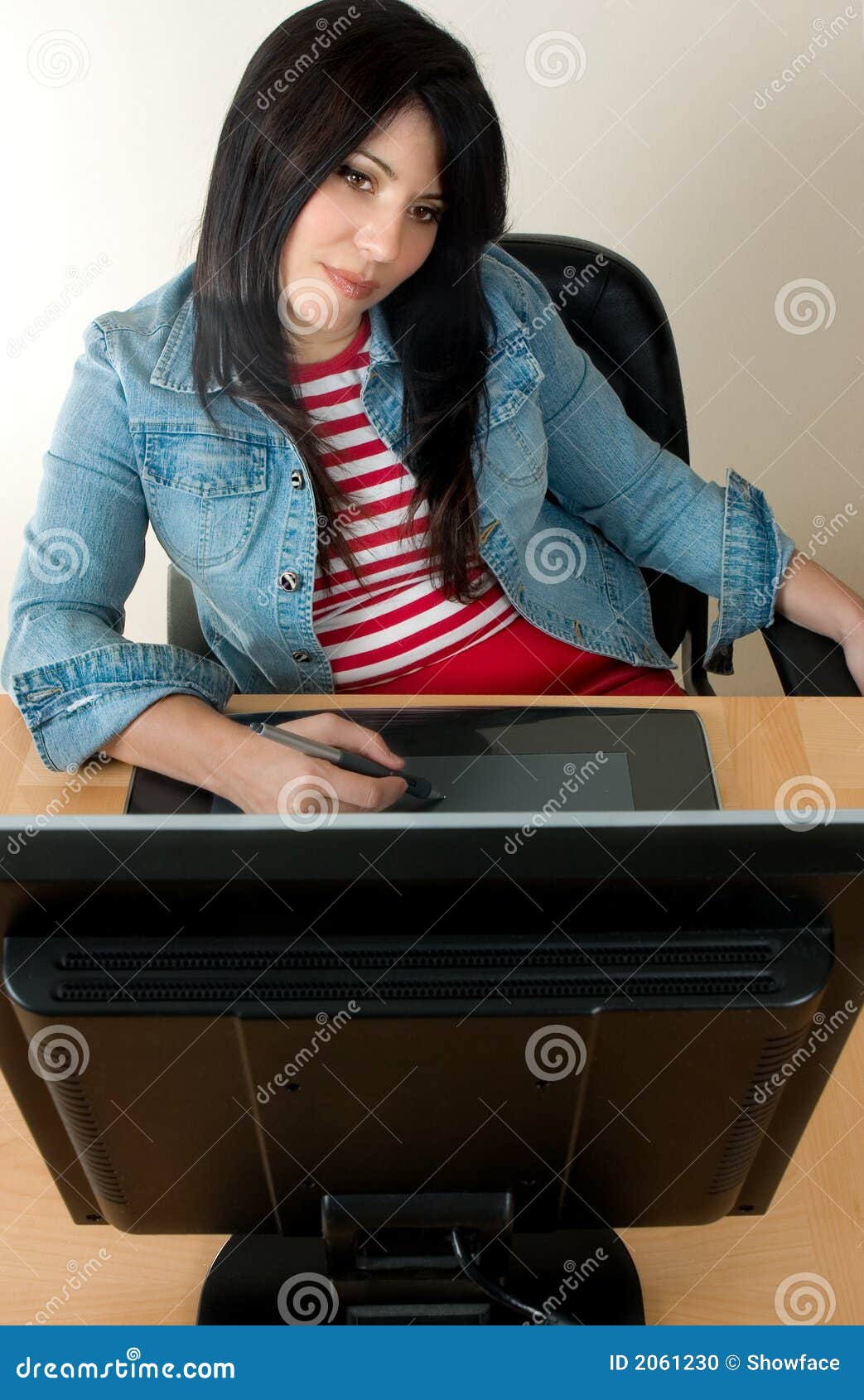 Woman at desk working stock photo. Image of assistant - 2061230