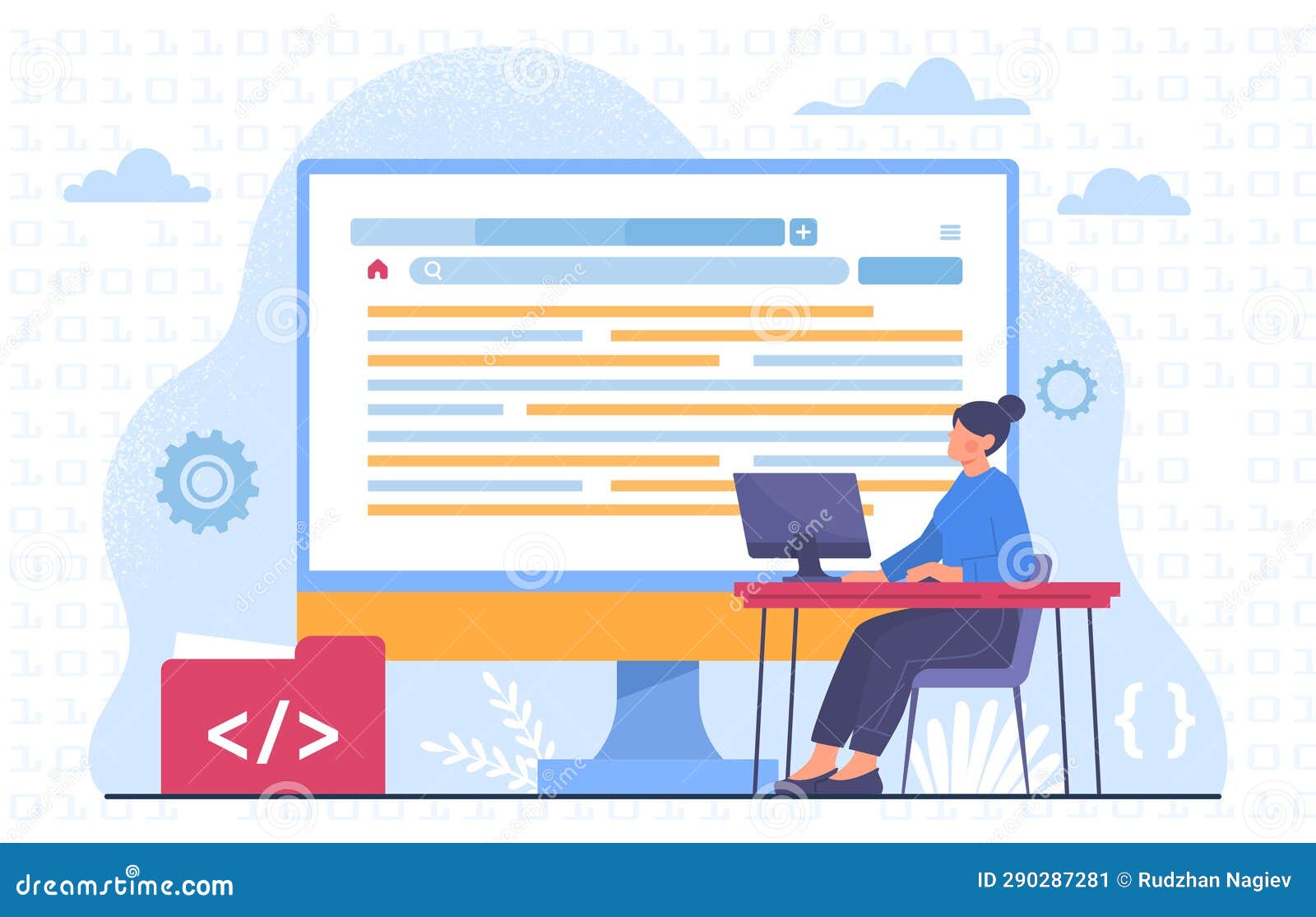 Woman Developer with Code Vector Concept Stock Illustration ...