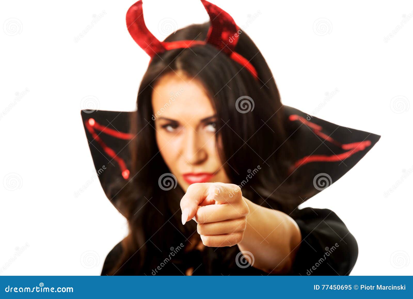 Woman in Devil Clothes Pointing on You Stock Image - Image of choice ...