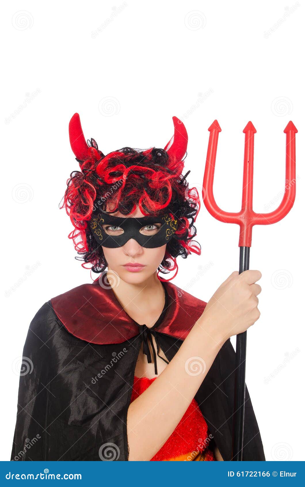 The Woman Devil in Funny Halloween Concept Stock Photo - Image of horn ...