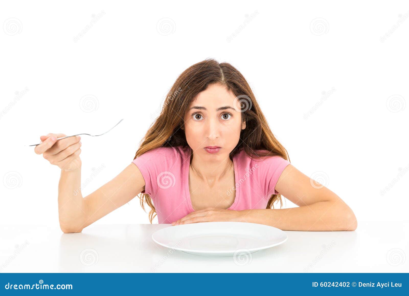Woman on Diet with an Empty Plate Stock Photo - Image of isolate ...
