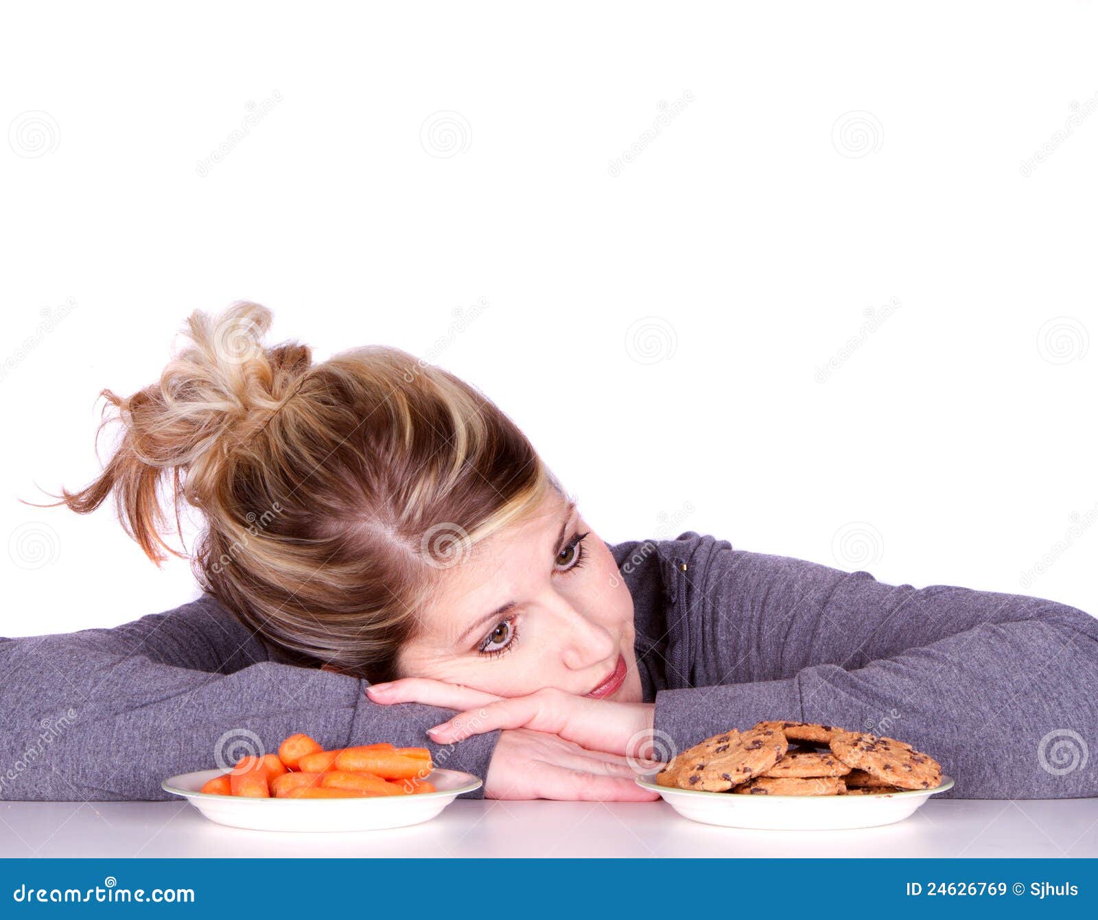 Woman on Diet Making Eating Choices Stock Image - Image of human, care ...