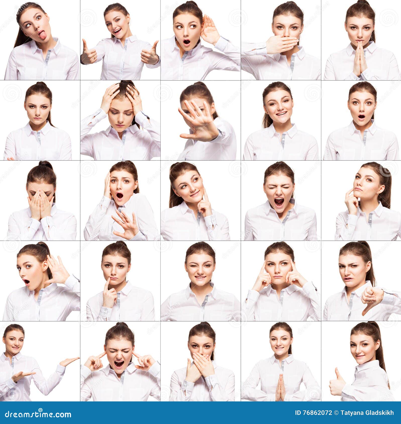 Woman different emotions stock photo. Image of shot, cheeks - 76862072