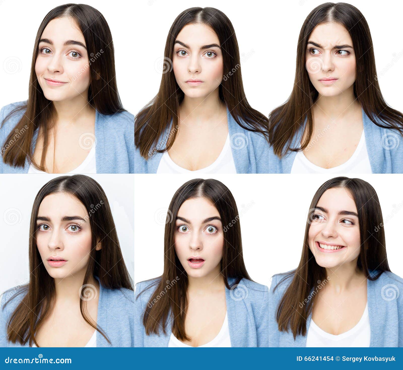 Woman with Different Expressions Stock Photo - Image of fear, angry ...