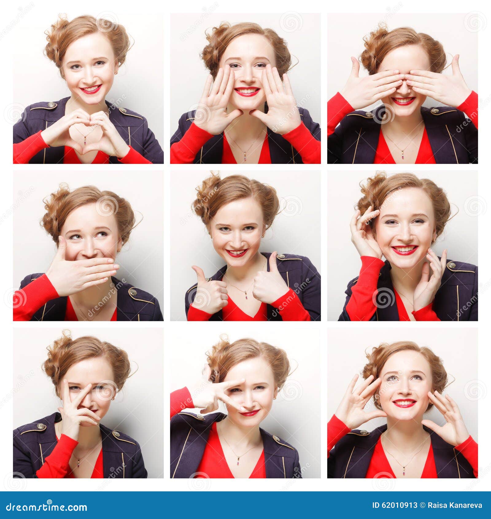 Woman Different Facial Expressions Stock Image - Image of beauty ...