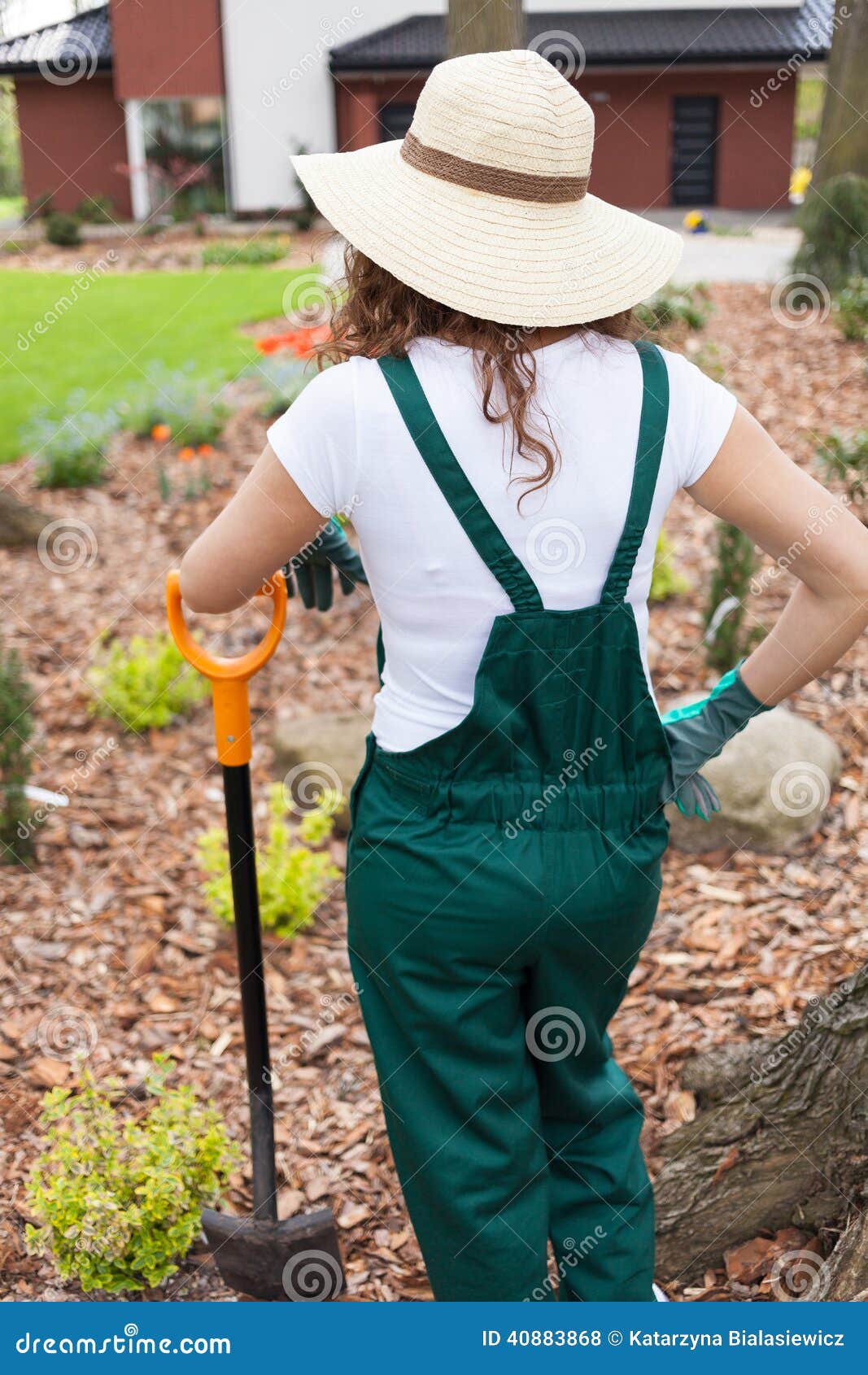 Woman after Digging Flowerbeds Stock Photo - Image of planting, flowers ...