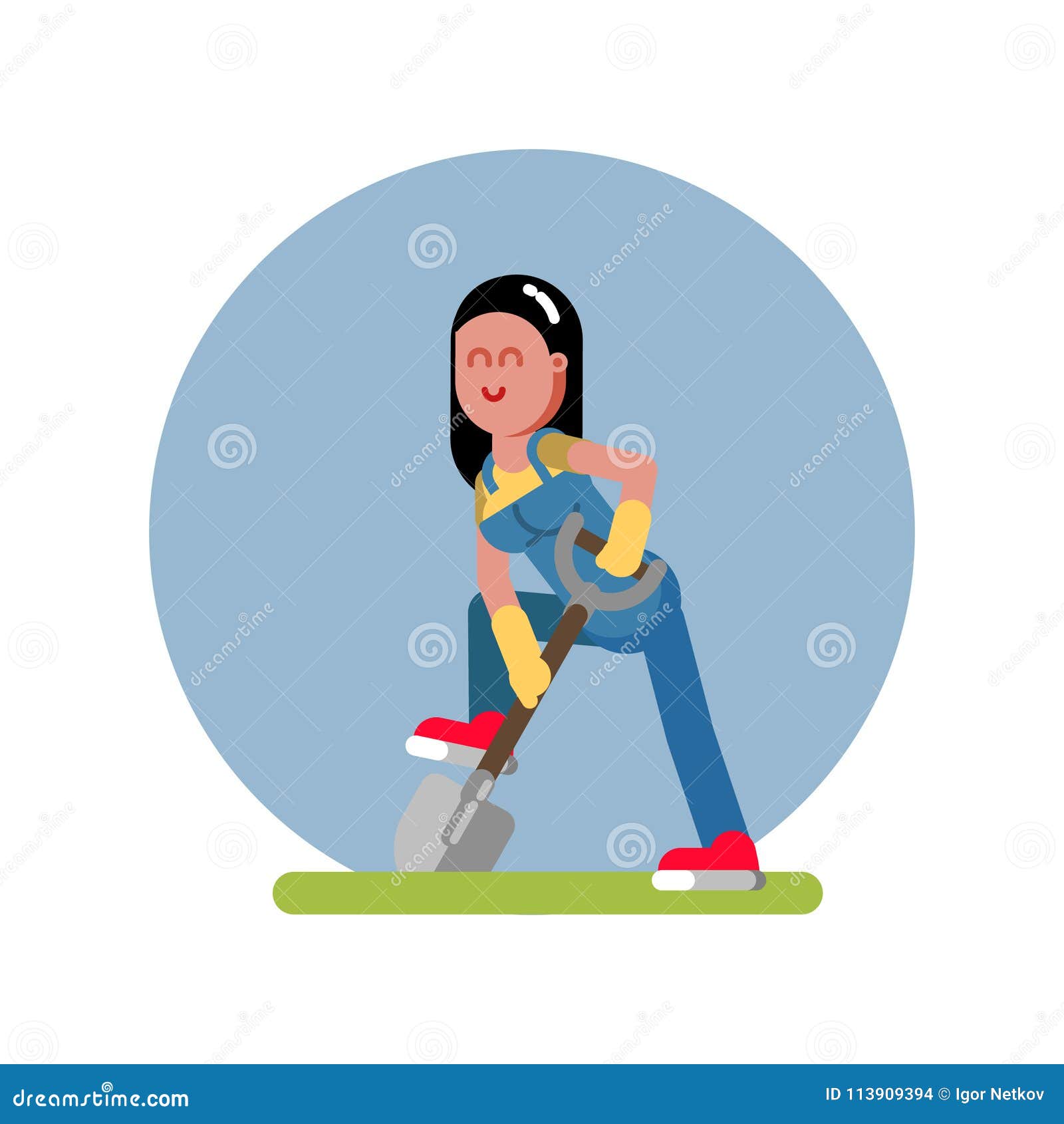 Woman digging the ground stock vector. Illustration of food - 113909394