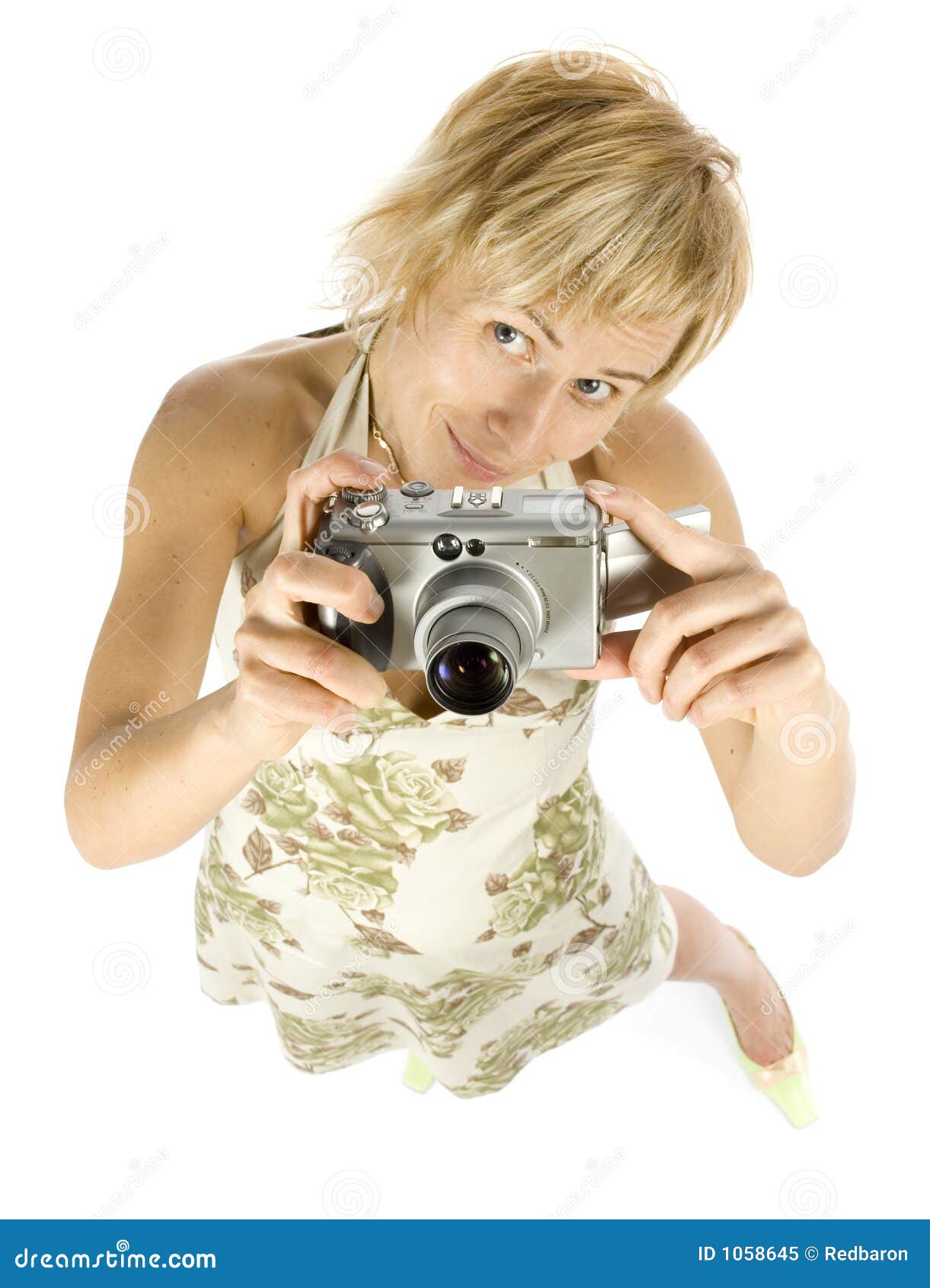 Woman with digital camera stock image. Image of hand, isolated - 1058645