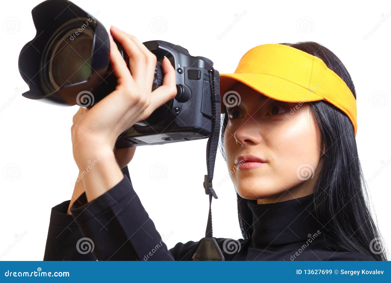 Woman with digital camera stock image. Image of photographic - 13627699