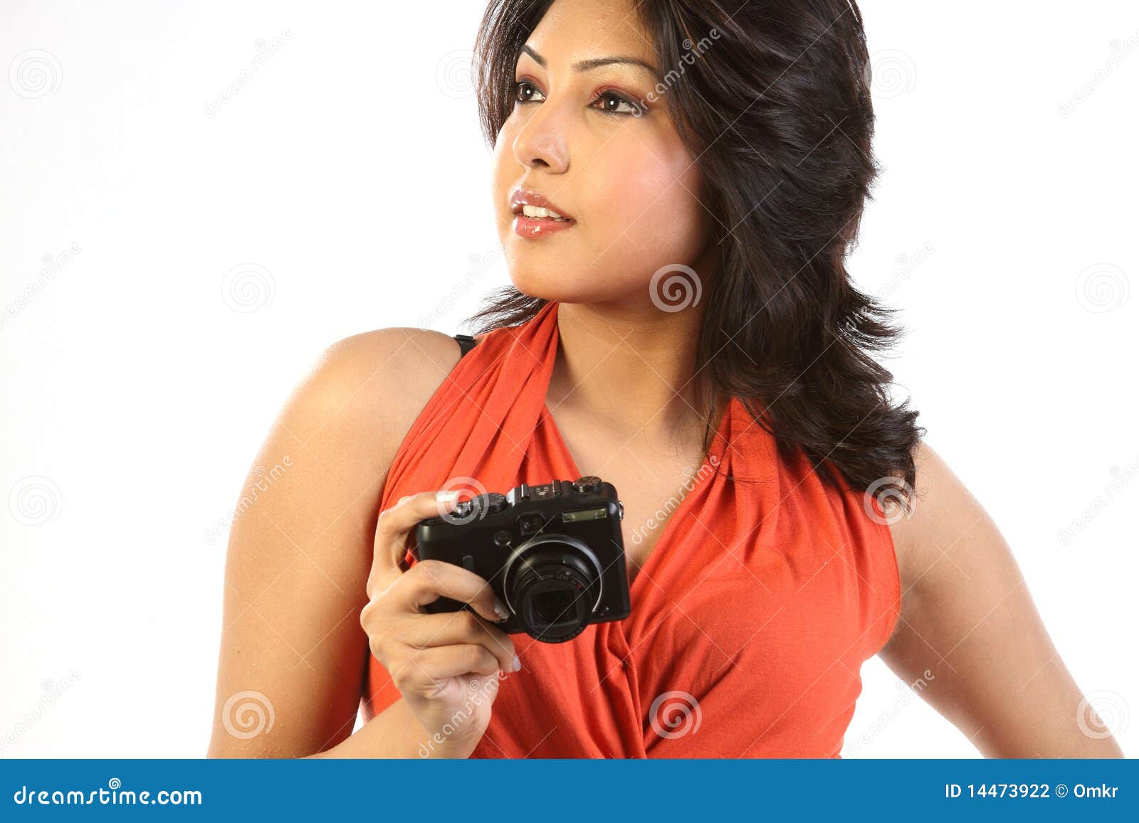 Woman with digital camera stock photo. Image of person - 14473922