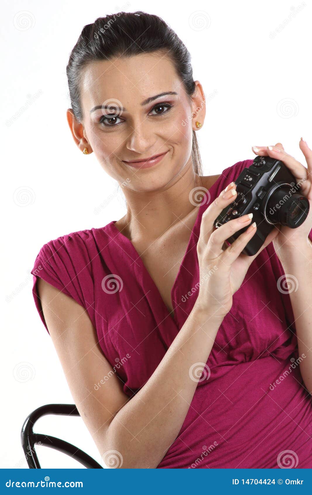 Woman with digital camera stock photo. Image of photograph - 14704424