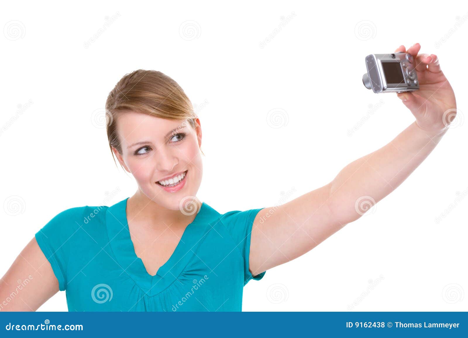 Woman with Digital Camera stock photo. Image of teeth - 9162438