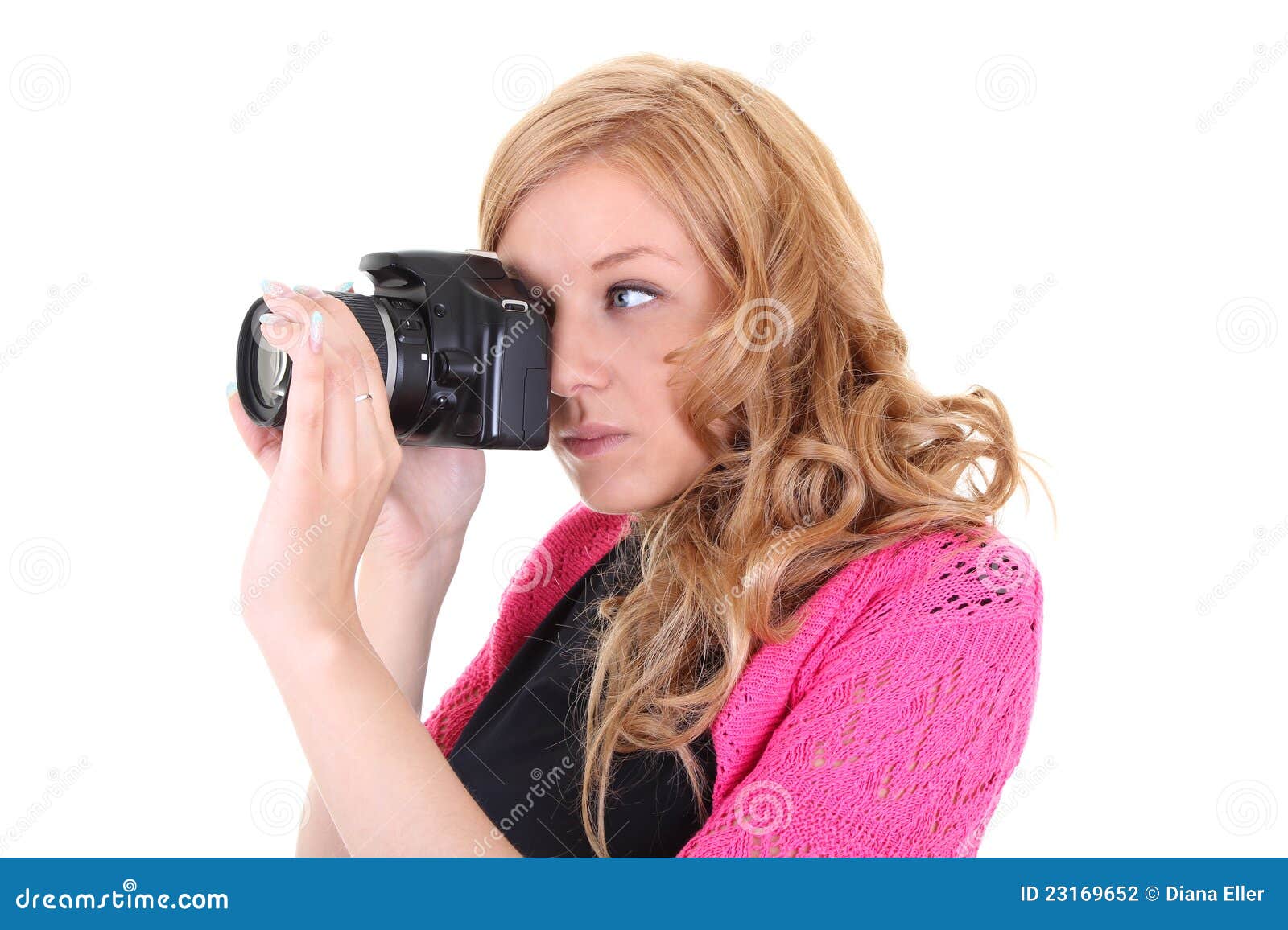 Woman with Digital Camera in Hands Stock Photo - Image of clothing ...